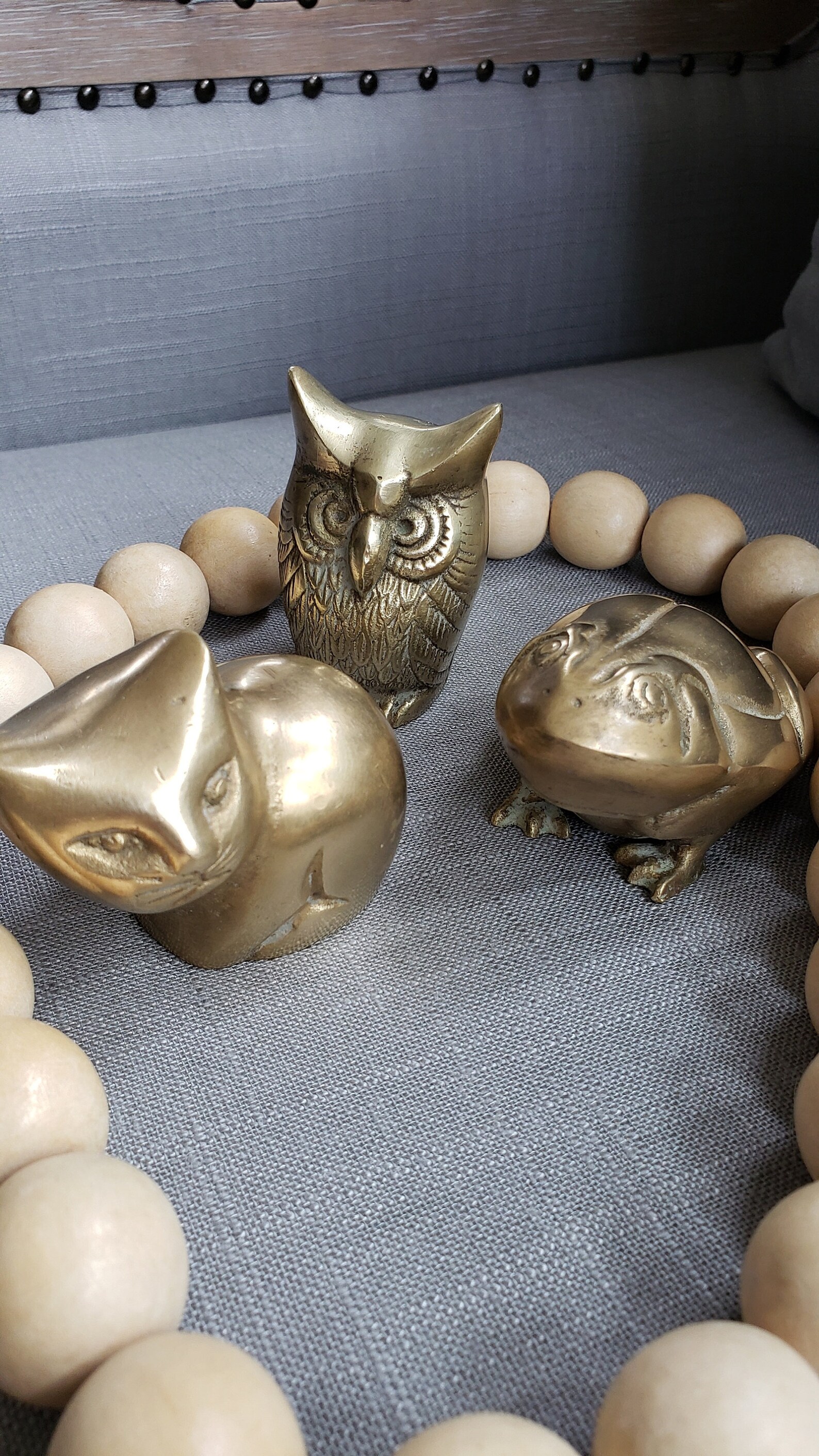 Vintage Three Different Brass Animals Figurines Cat Owl OR - Etsy Canada
