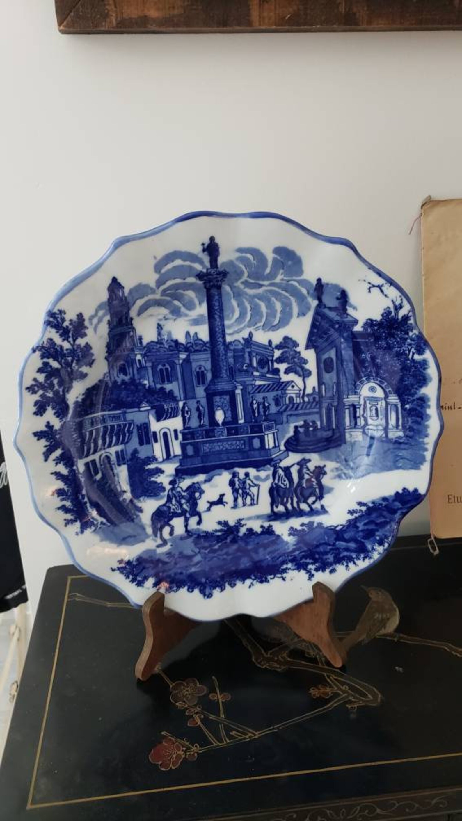 Vintage Victorian Ironstone Cobalt Blue White Scalloped Plate by ...