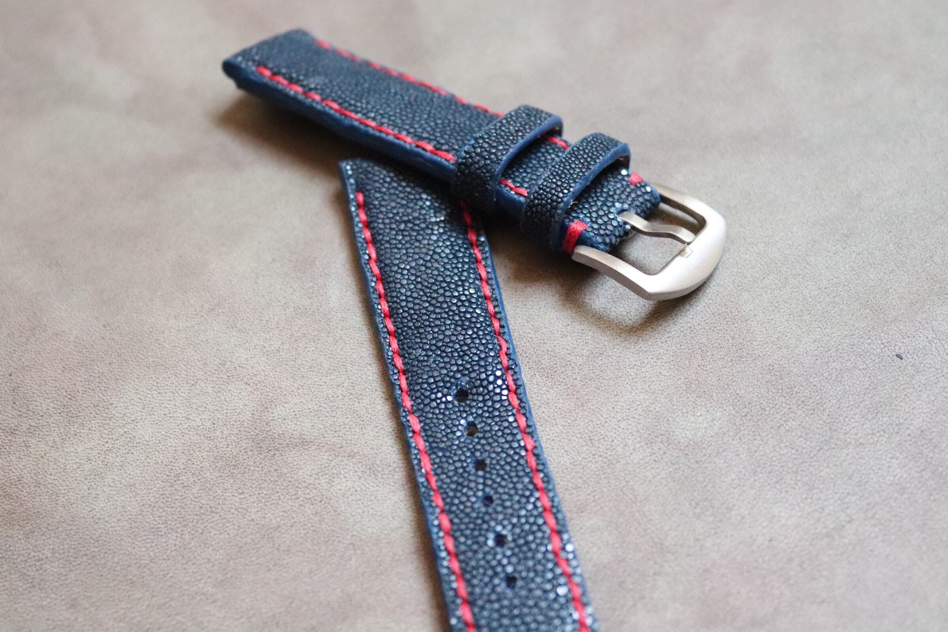 Navy Blue Stingray Skin Leather Watch Strap Band 22mm - Etsy