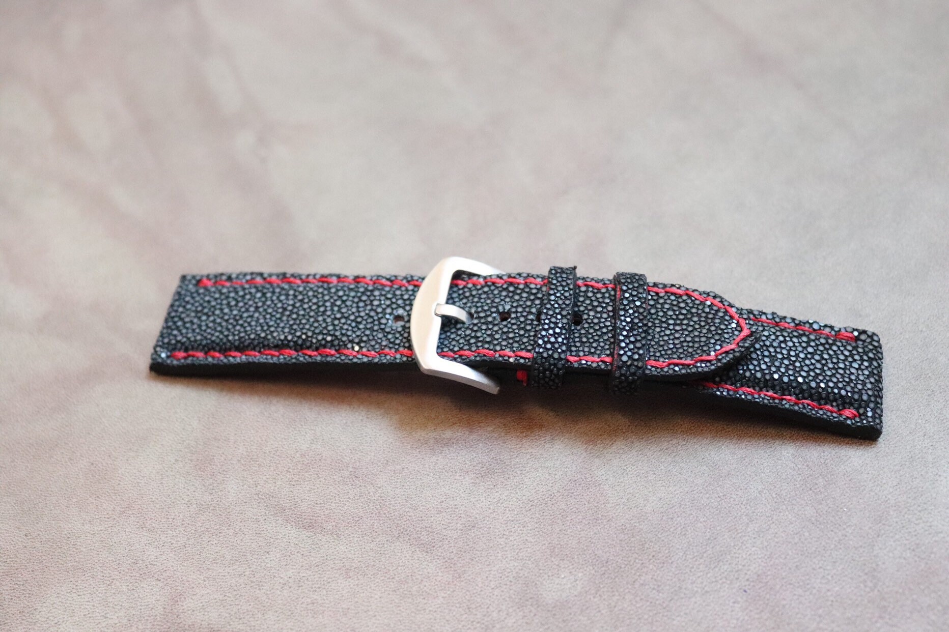 Black Stingray Skin Leather Watch Strap Band 24mm - Etsy