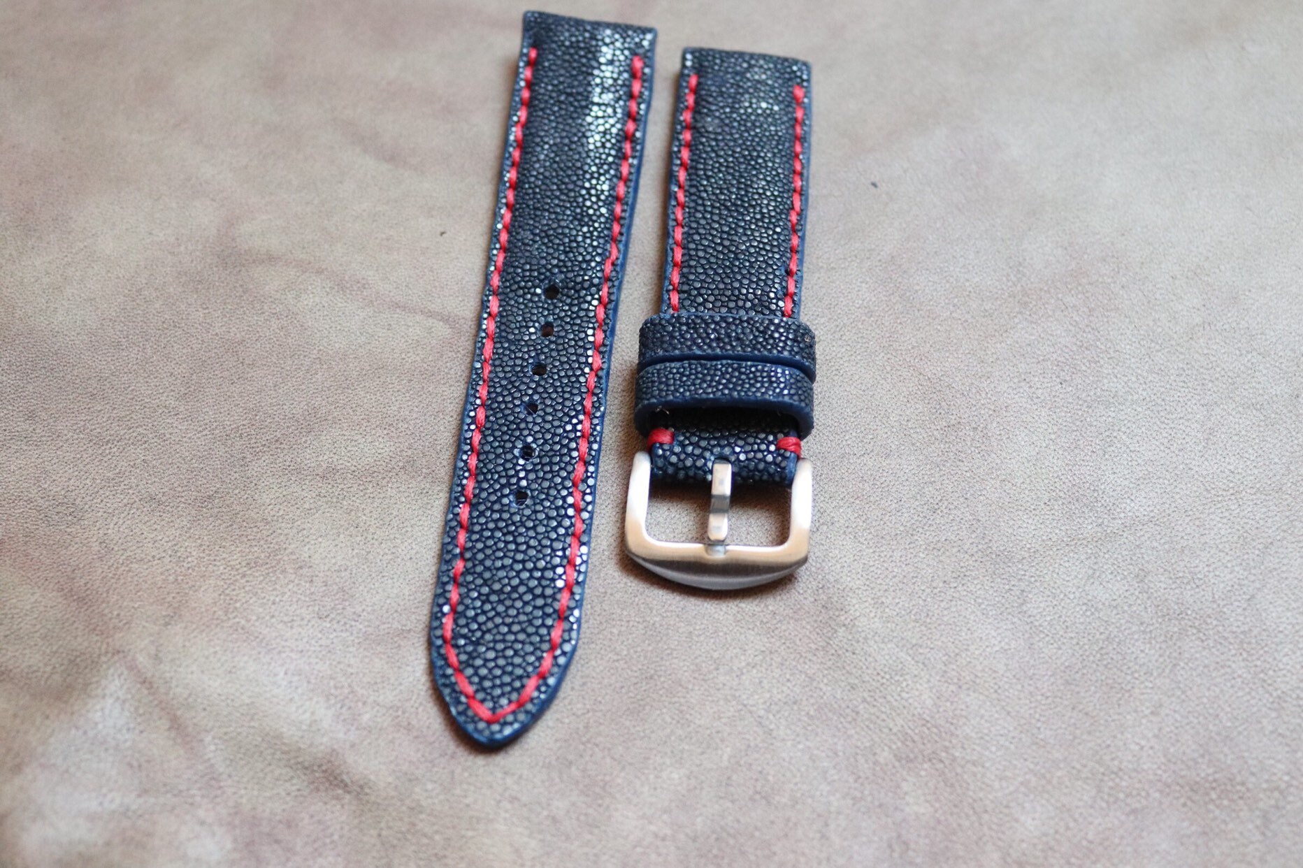 Navy Blue Stingray Skin Leather Watch Strap Band 22mm - Etsy