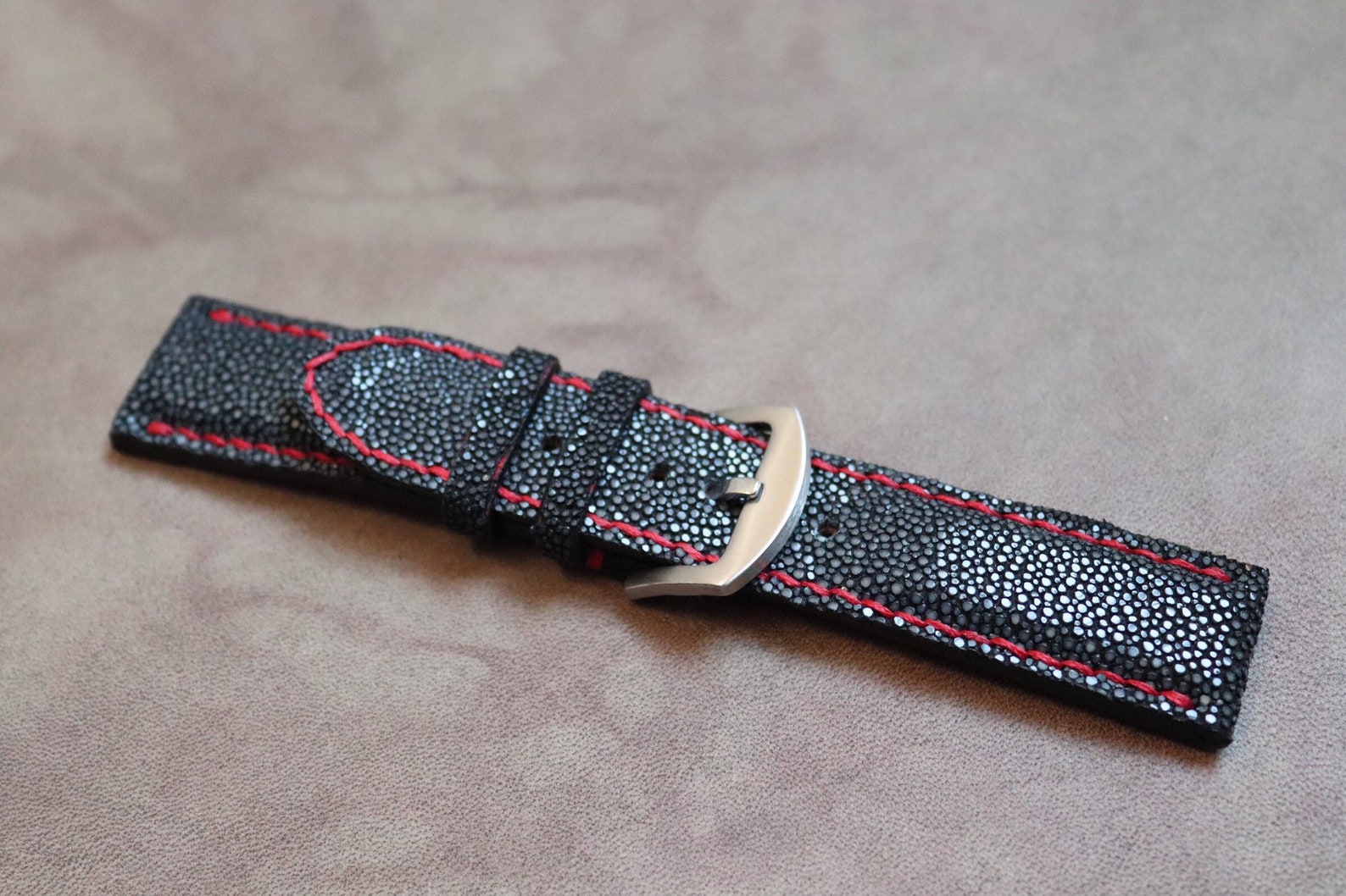 Black Stingray Skin Leather Watch Strap Band 24mm - Etsy