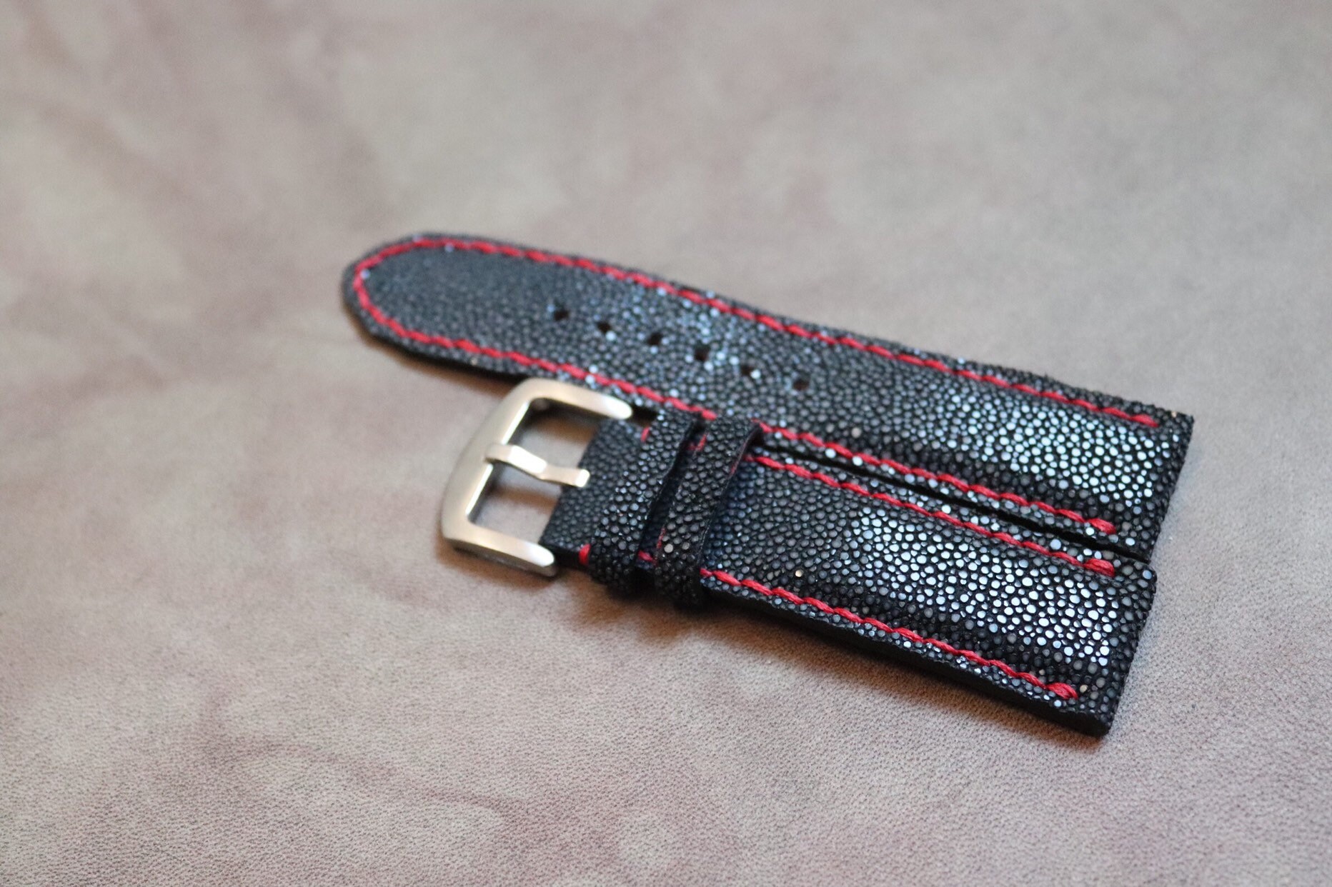 Black Stingray Skin Leather Watch Strap Band 24mm - Etsy