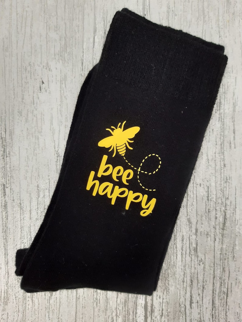 Bee Happy Socks - Personalised Socks - Socks With Graphics - Custom ...