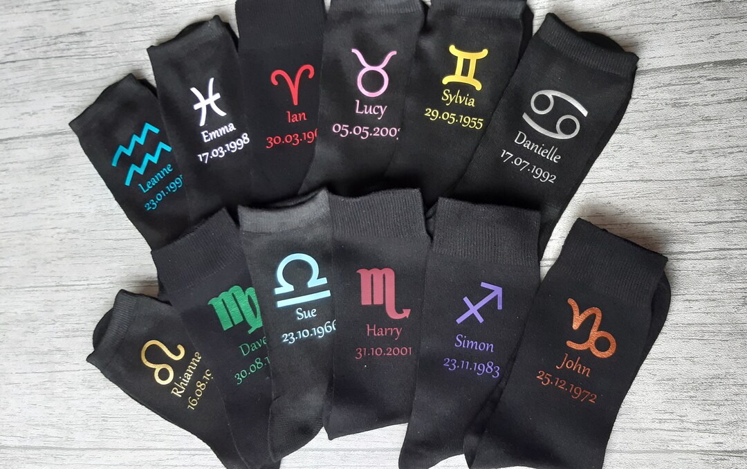 Star Sign Socks Personalised - Personalised Zodiac Socks - Custom Made ...