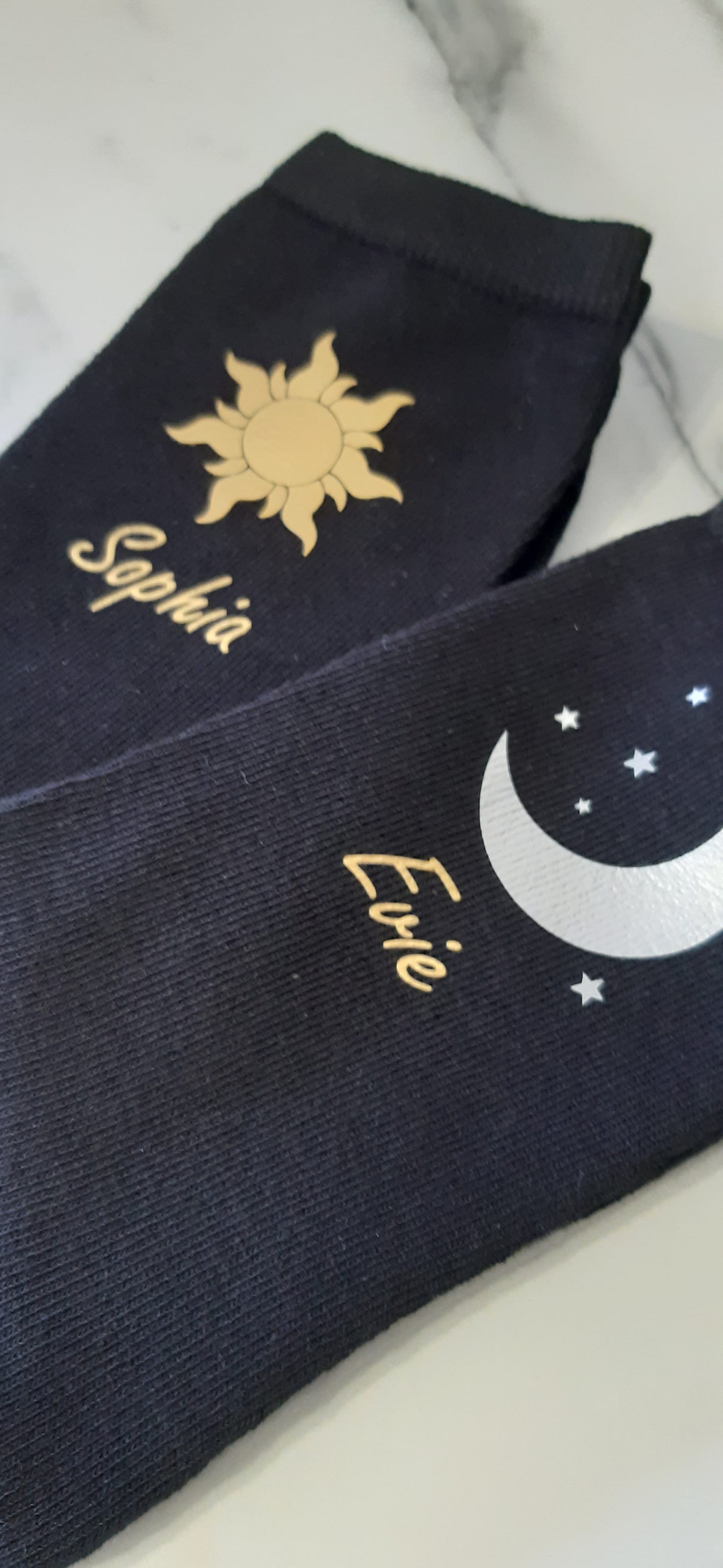 Sun and Moon Socks - Personalised Socks - Custom - Celestial - Crescent ...