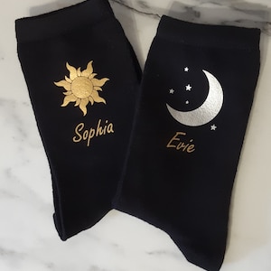 Sun and Moon Socks - Personalised Socks - Custom - Celestial - Crescent ...