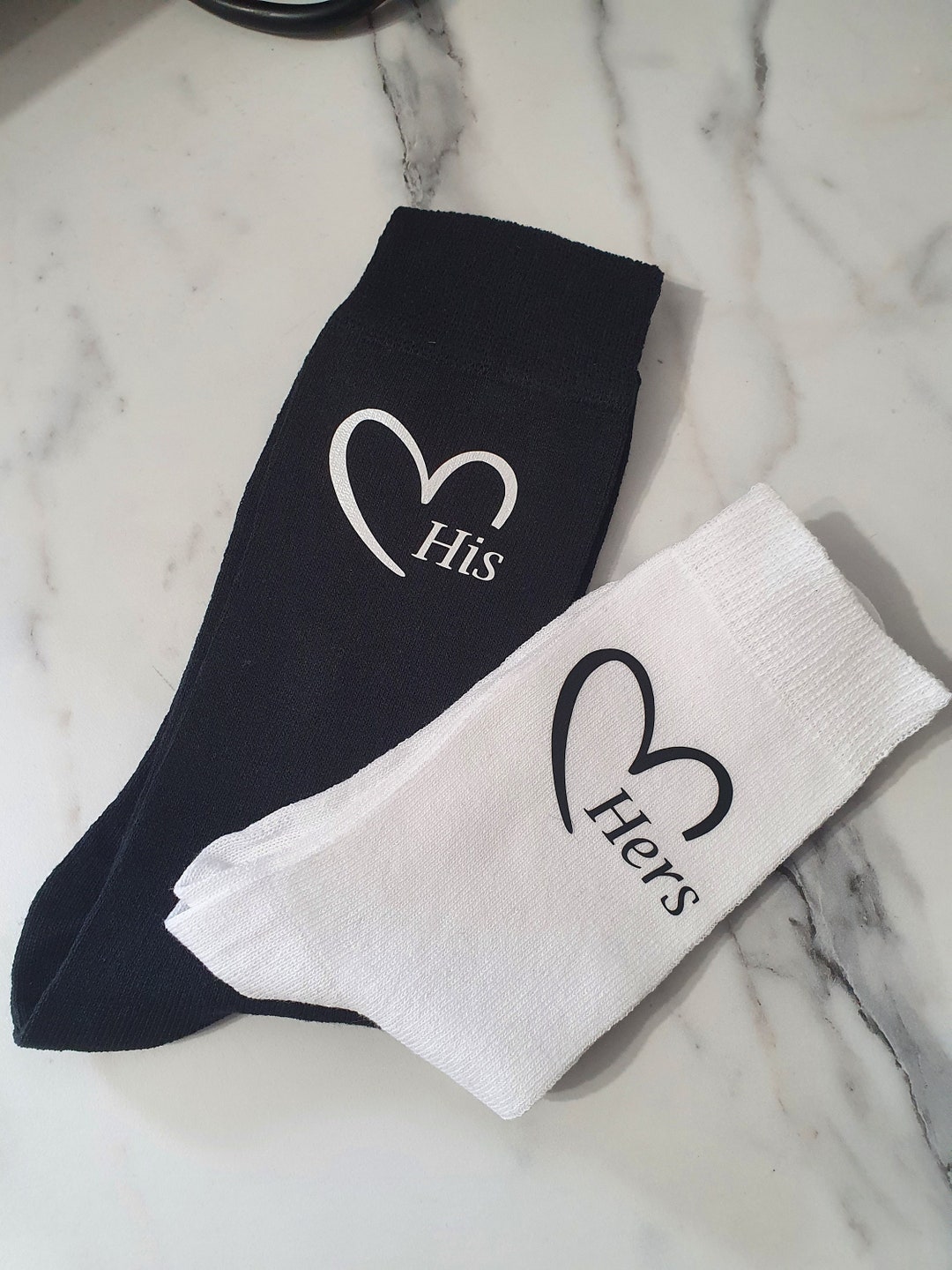 His & Hers Heart Socks - Personalised Socks - Wedding Socks ...