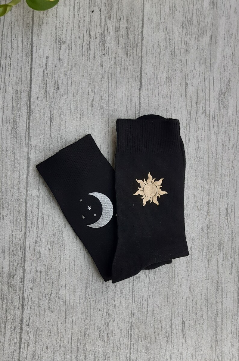 Sun and Moon Socks - Personalised Socks - Custom - Celestial - Crescent ...