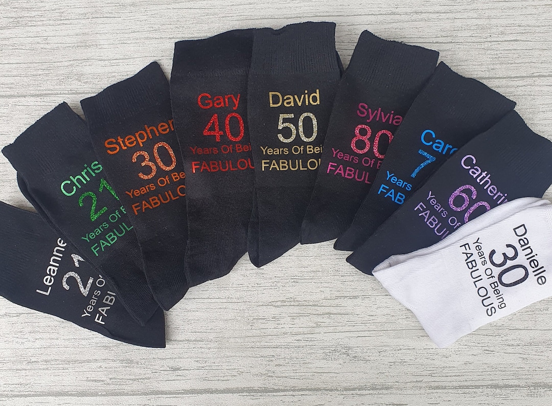 Birthday Age Socks - Personalised Socks - 18th - 21st - 30th - 40th ...