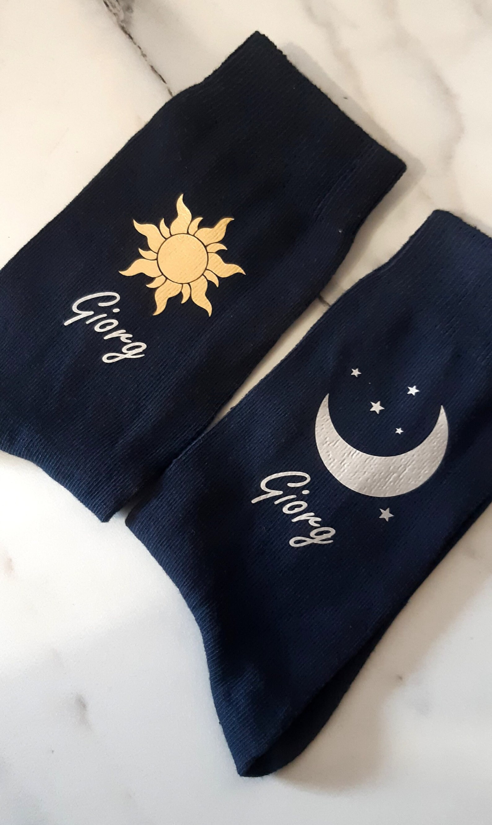 Sun and Moon Socks - Personalised Socks - Custom - Celestial - Crescent ...