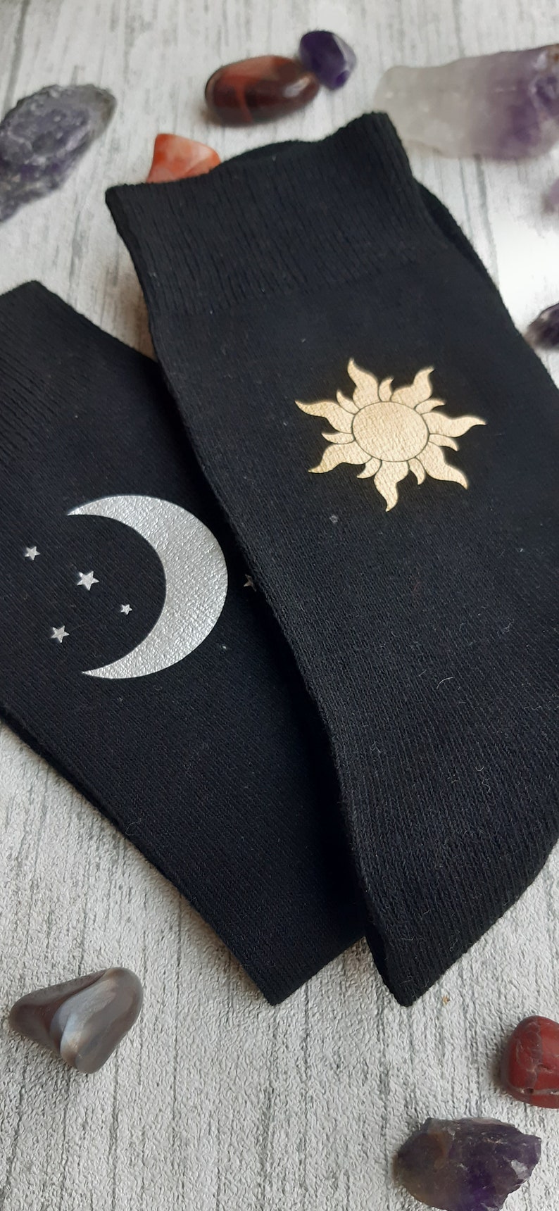 Sun and Moon Socks - Personalised Socks - Custom - Celestial - Crescent ...