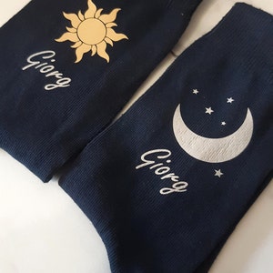 Sun and Moon Socks - Personalised Socks - Custom - Celestial - Crescent ...