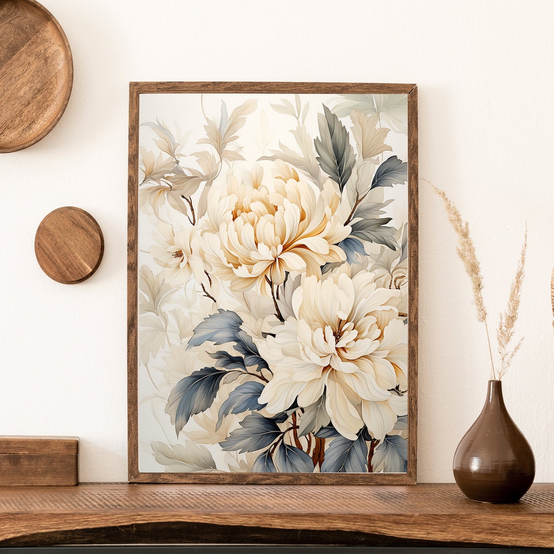 Vintage Flower Drawing Printable Wall Art Digital Download - Etsy