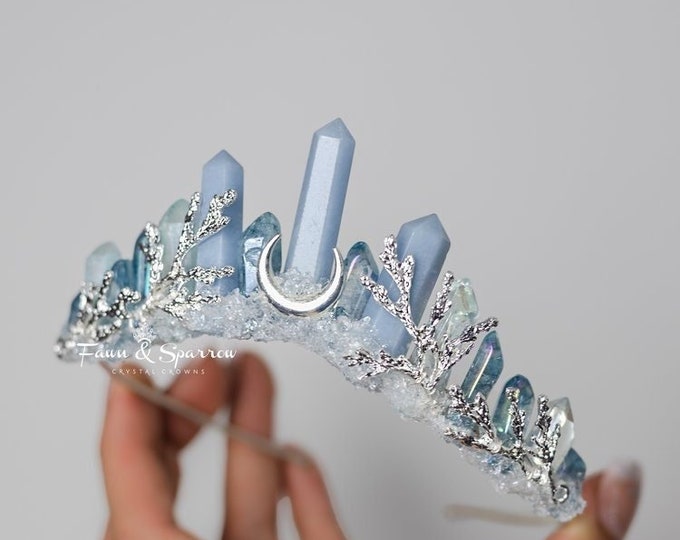 Angelite Mermaid Crystal Crown, Wedding Crown, Wedding Tiara, Bridal ...