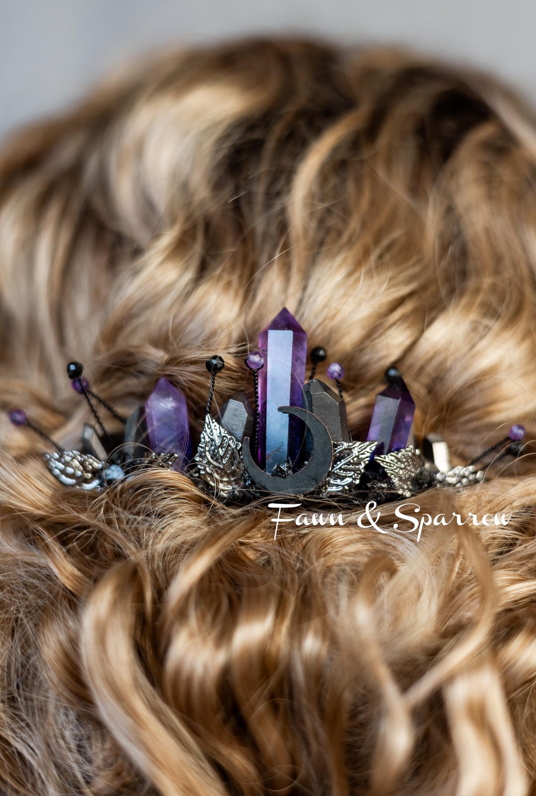 Amethyst Moon Comb, Crystal Hair Comb, Crystal Gift, Witchy Bride - Etsy