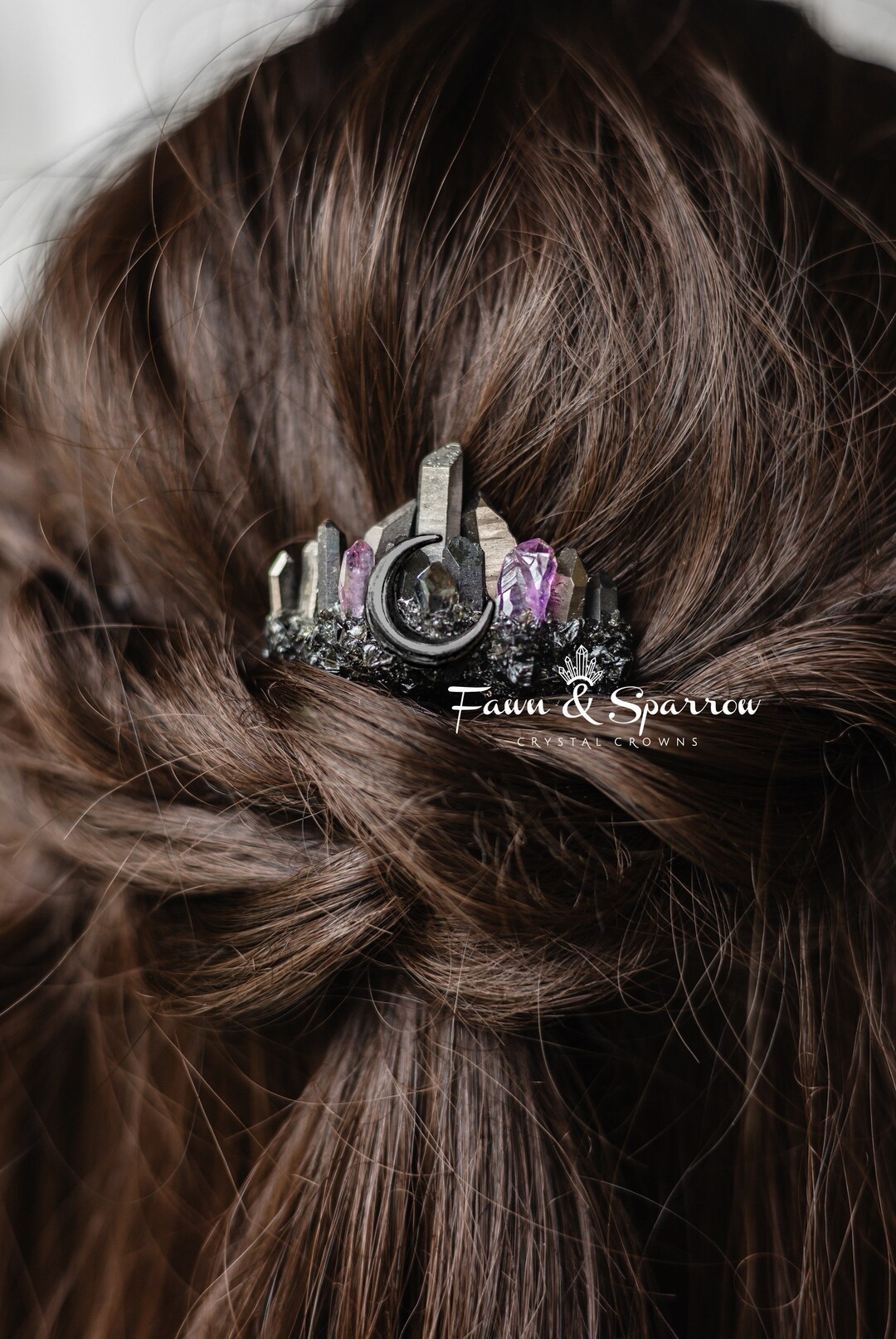 Amethyst Moon Comb, Crystal Hair Comb, Crystal Gift, Witchy Bride - Etsy