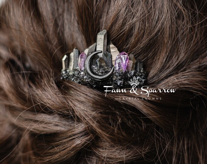 Amethyst Moon Comb, Crystal Hair Comb, Crystal Gift, Witchy Bride - Etsy