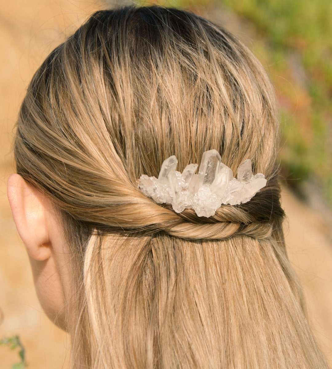 Quartz Cluster Crystal Comb, Wedding Comb, Gold Crystal Comb, Silver ...