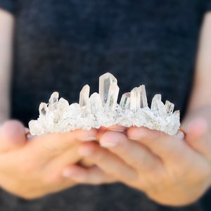 Quartz Cluster Crown, Raw Clear Crystal Crown,boho Crystal Crown,bridal ...