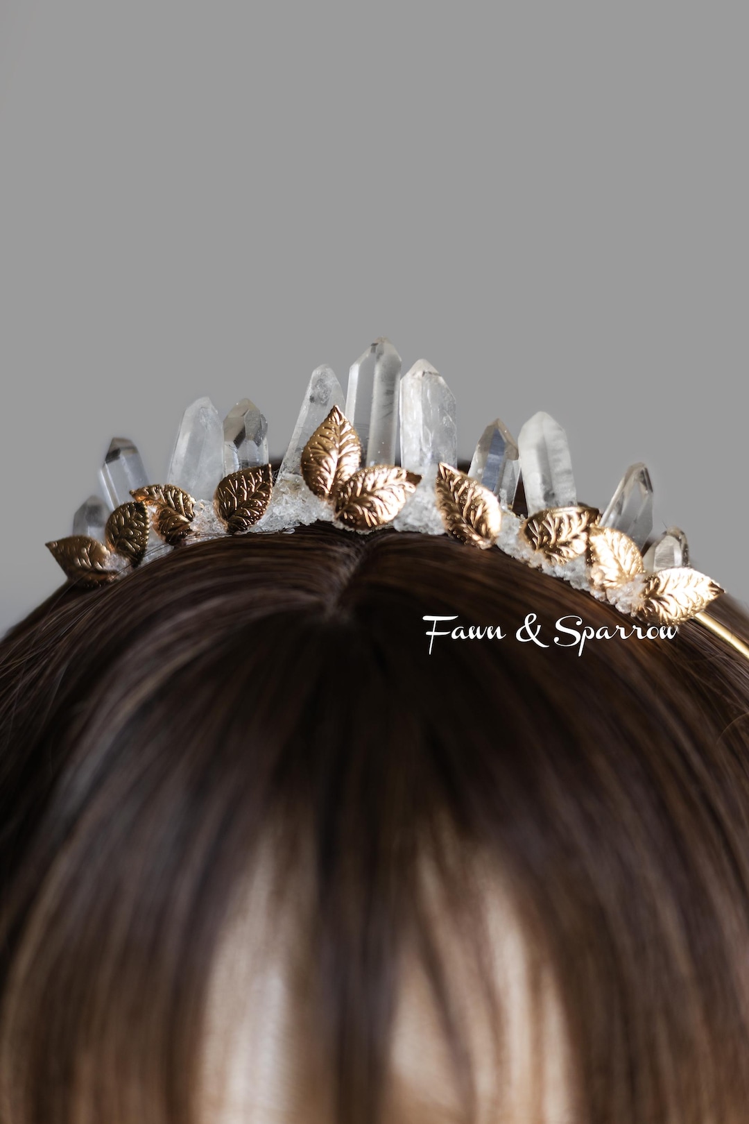 Raw Quartz Leaf Crystal Crown,gold, Silver Wedding Crown,bridal Crown ...
