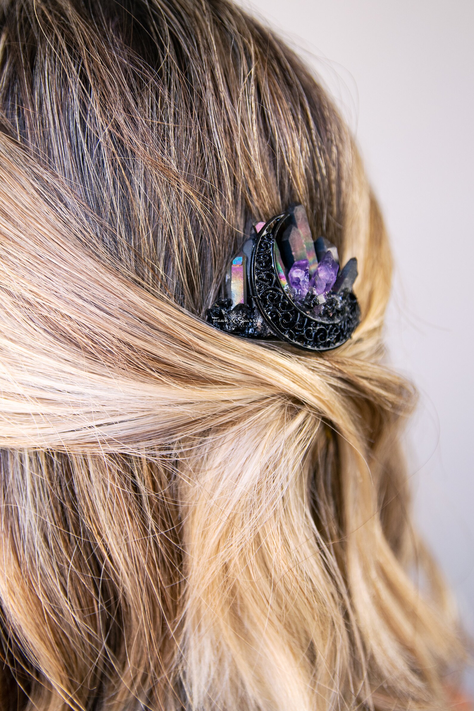 Amethyst Moon Comb Crystal Hair Comb Crystal Gift Witchy | Etsy