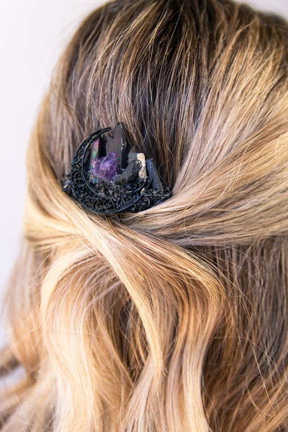 Amethyst Moon Comb Crystal Hair Comb Crystal Gift Witchy | Etsy