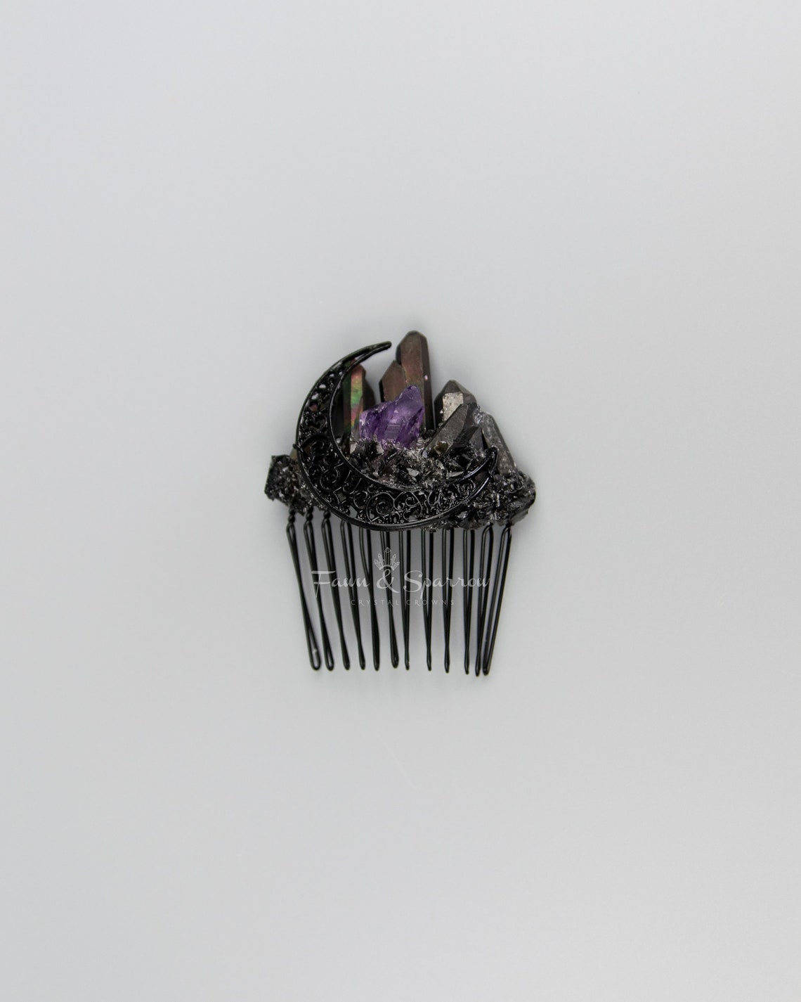 Amethyst Moon Comb Crystal Hair Comb Crystal Gift Witchy - Etsy