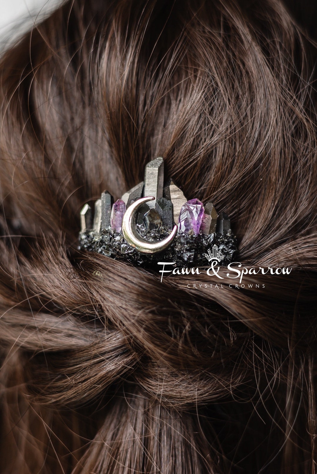 Amethyst Moon Comb, Crystal Hair Comb, Crystal Gift, Witchy Bride - Etsy