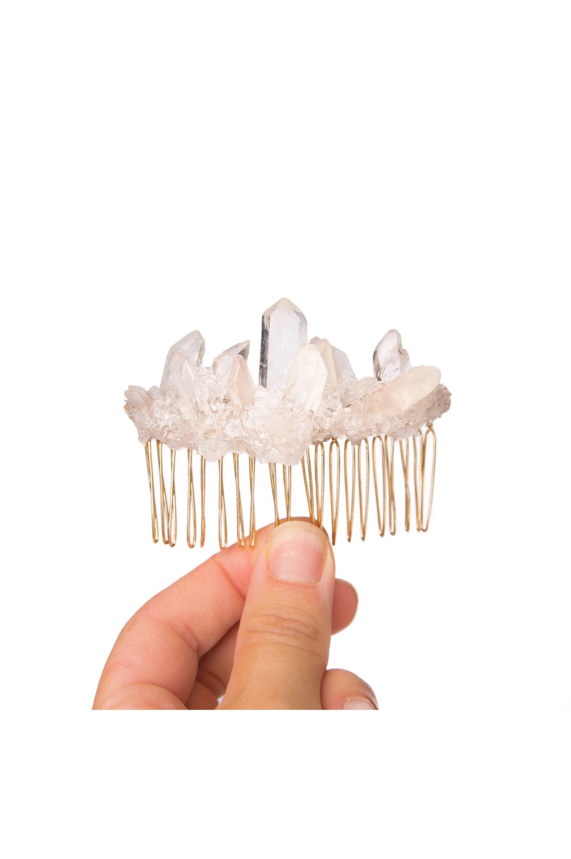Quartz Cluster Crystal Comb Wedding Comb Gold Crystal Comb - Etsy