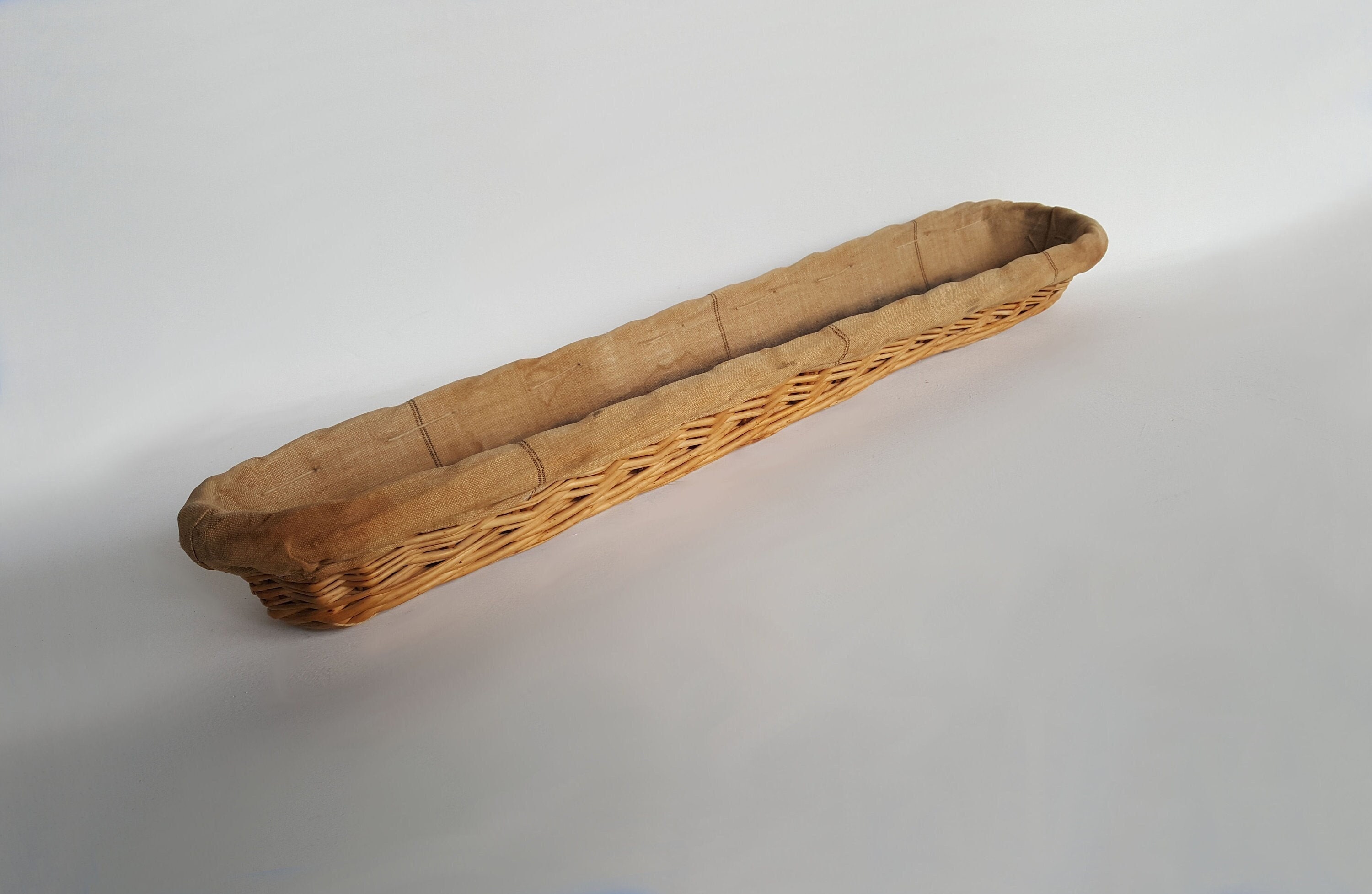 French Vintage Bread Basket / French Grain Sacking Lined - Etsy