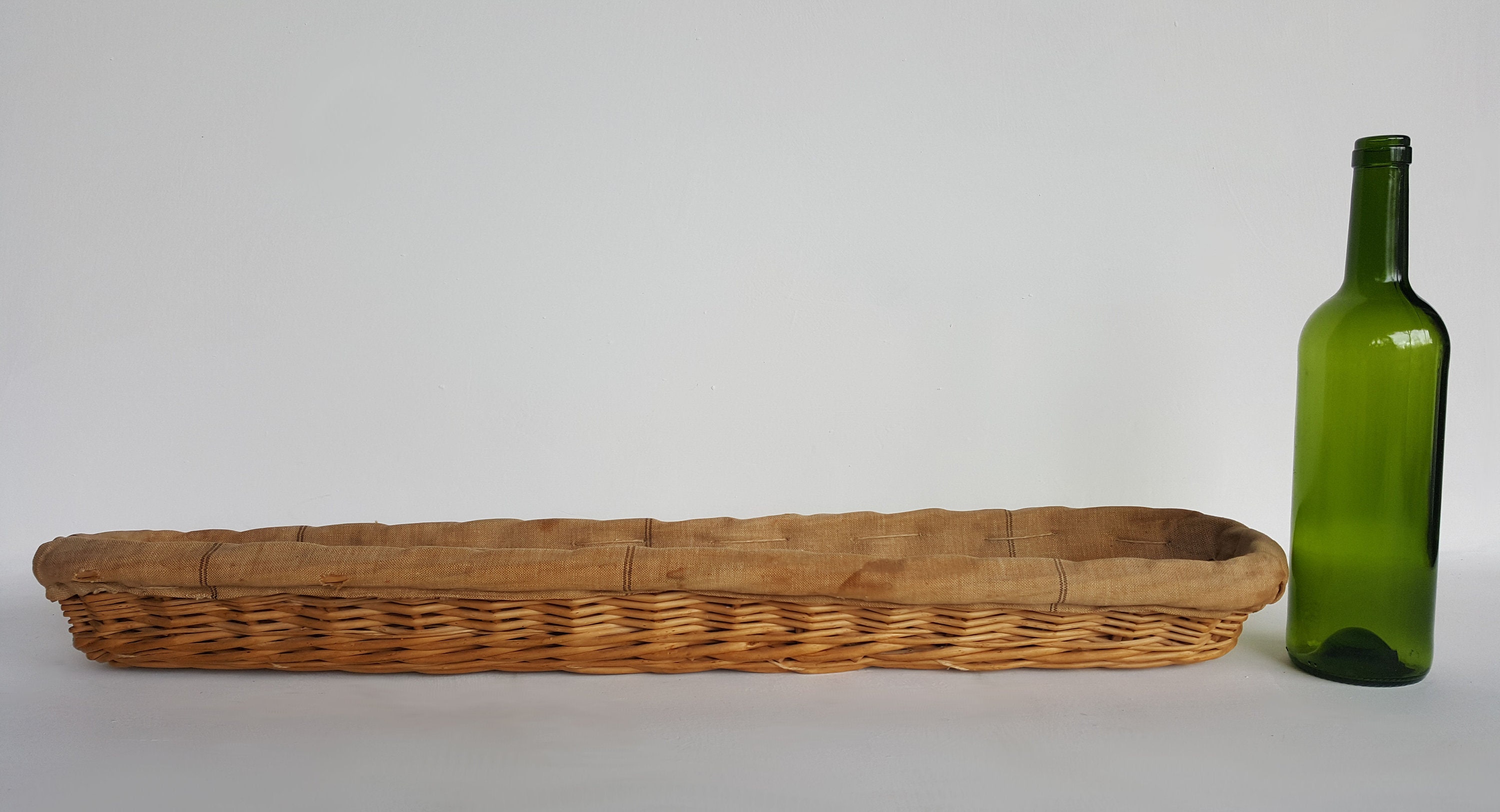 French Vintage Bread Basket / French Grain Sacking Lined - Etsy