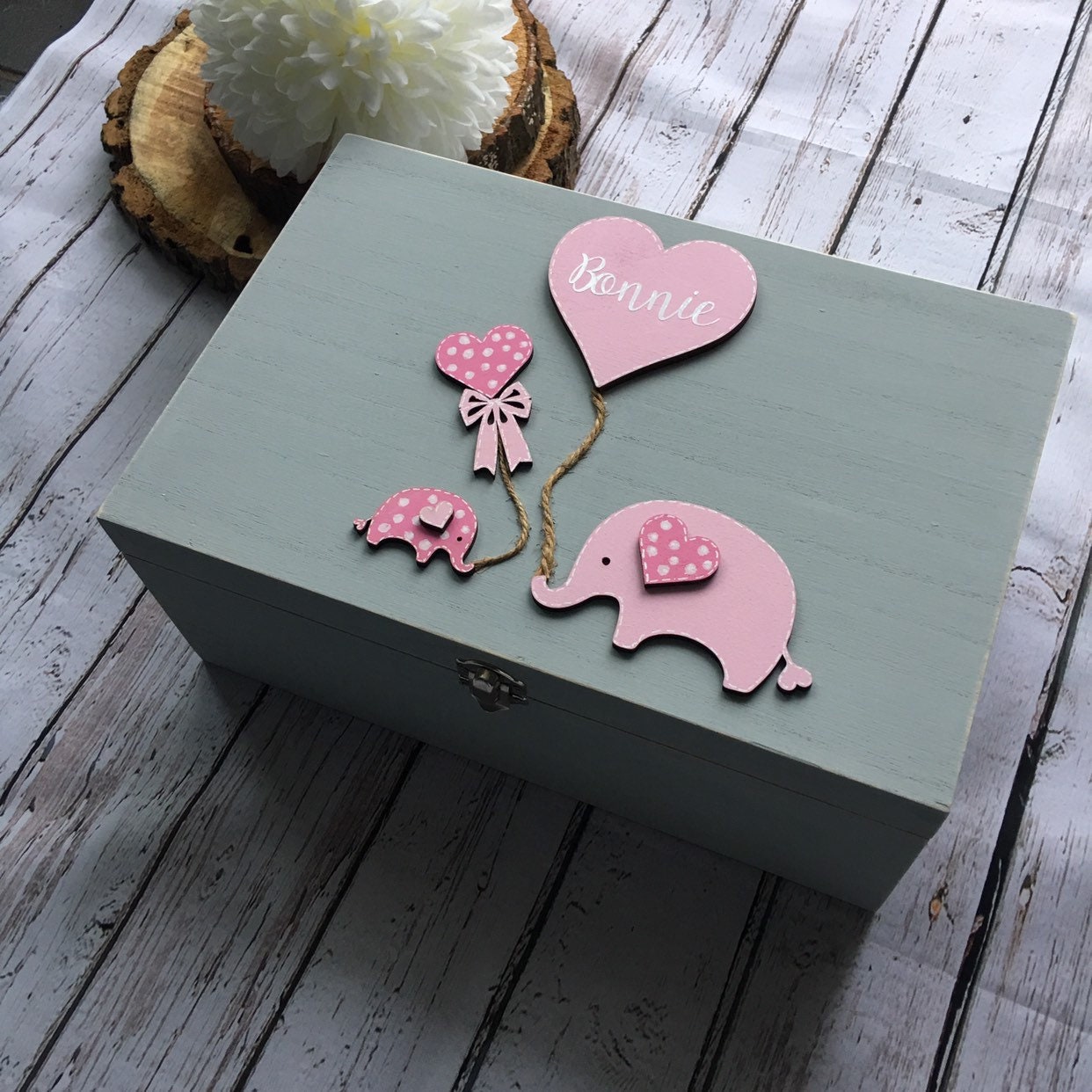 Wooden Baby Keepsake Box Elephant Keepsake Box Baby Birth - Etsy