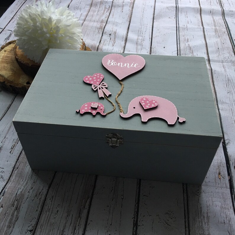Wooden Baby Keepsake Box Elephant Keepsake Box Baby Birth - Etsy