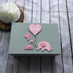 Wooden Baby Keepsake Box Elephant Keepsake Box Baby Birth - Etsy