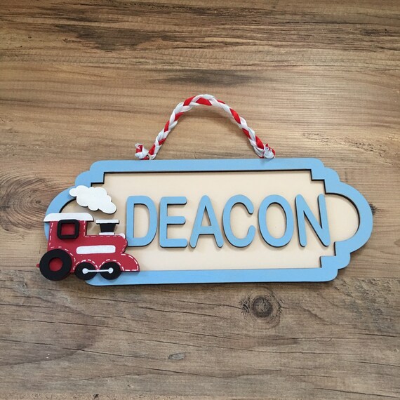 Train door sign personalised door hangers child name plaque | Etsy