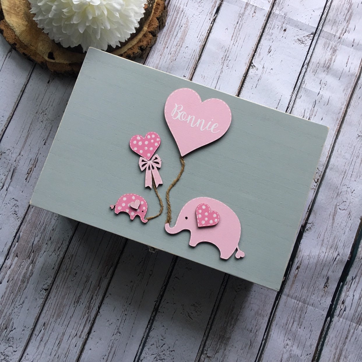 Wooden Baby Keepsake Box Elephant Keepsake Box Baby Birth - Etsy