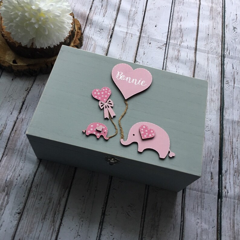 Wooden Baby Keepsake Box Elephant Keepsake Box Baby Birth - Etsy