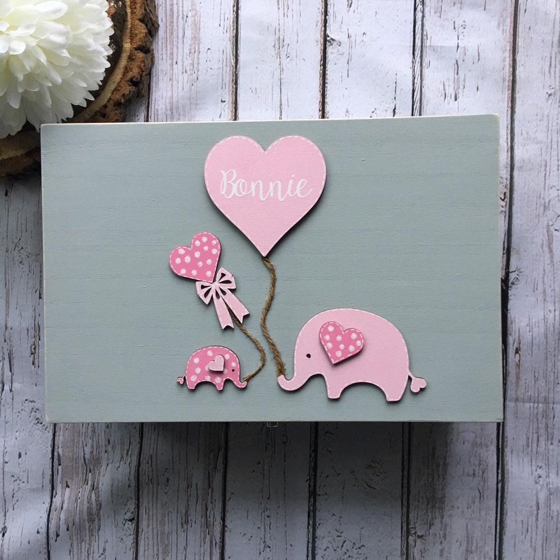 Wooden Baby Keepsake Box Elephant Keepsake Box Baby Birth - Etsy