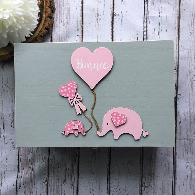 Wooden Baby Keepsake Box Elephant Keepsake Box Baby Birth - Etsy