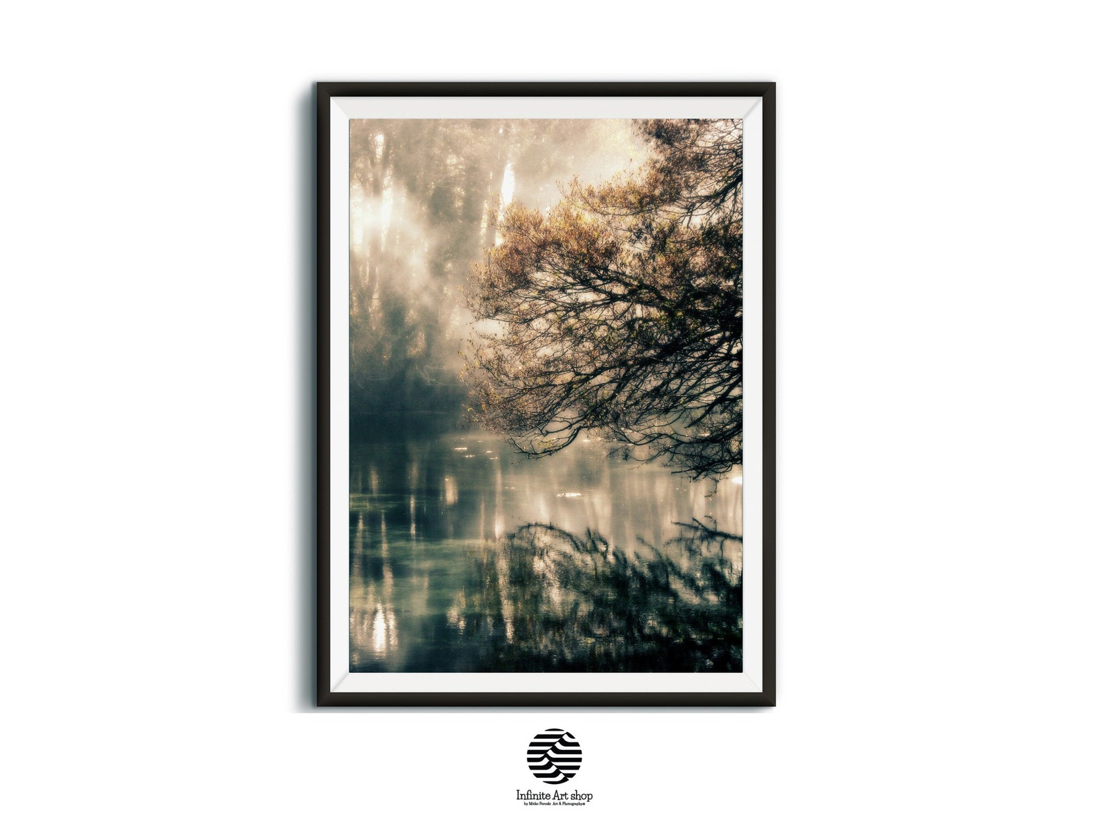 Misty Morning Light,nature Landscape Print,tree Water Reflection,fairy ...