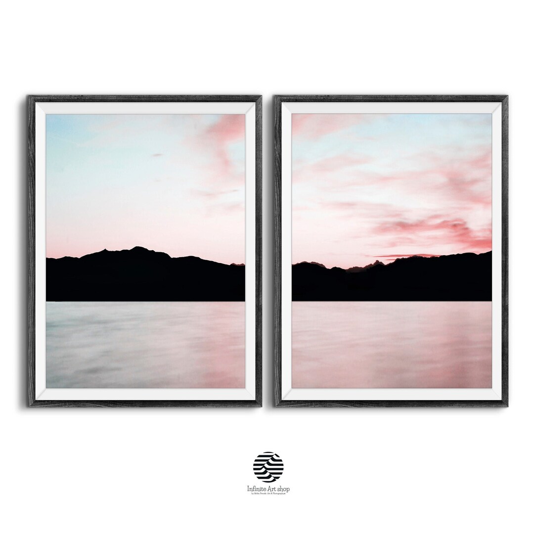 Set of 2 Sunset Wall Art,minimalist Nature Sunset Art Prints,sunset ...