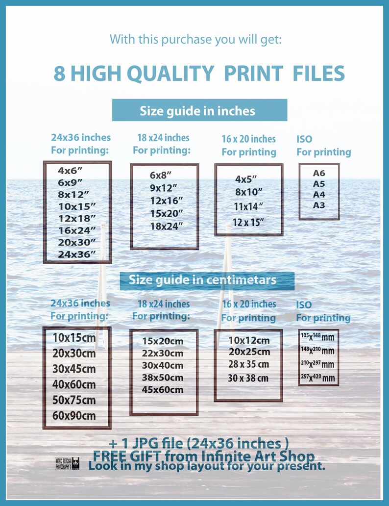 Set of 2 Minimalist Blue Printlake Dockblue Water Printpier - Etsy