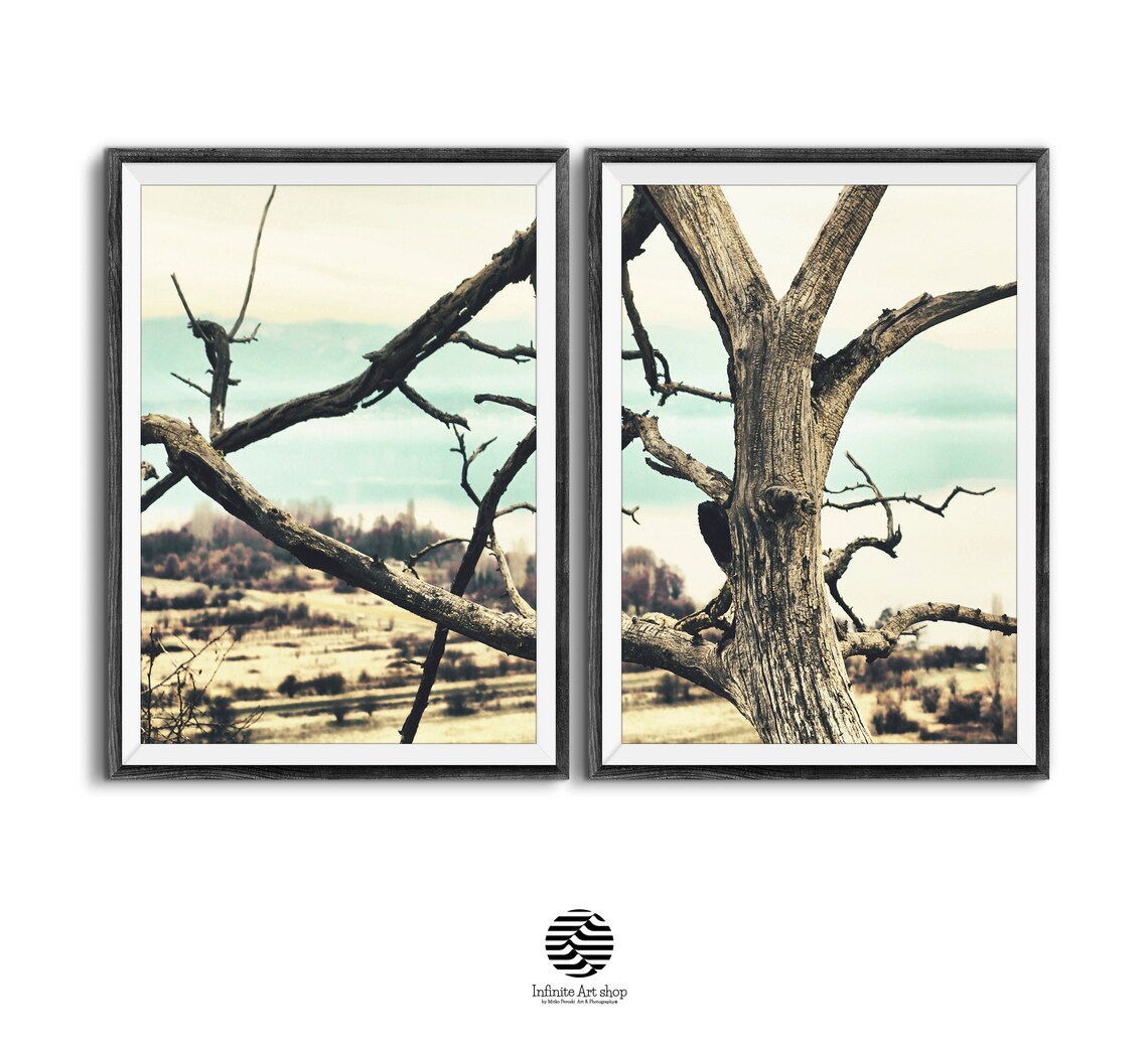 Set of 2 Old Tree Branches Wall Artvintage Landscape - Etsy
