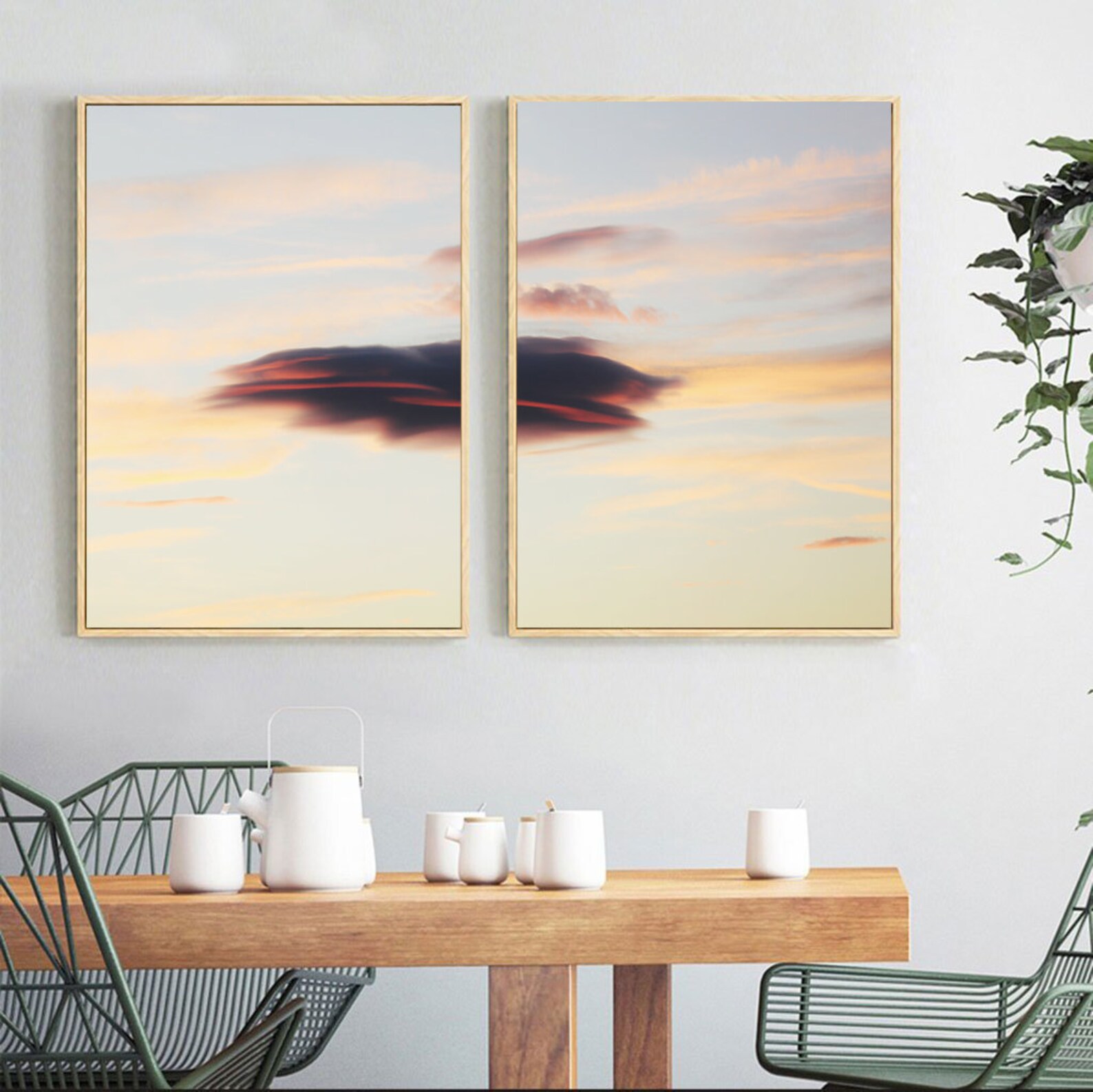 Set of 2 Cloud Prints, Sunset Wall Art, Sky Print, Minimalist Nature ...