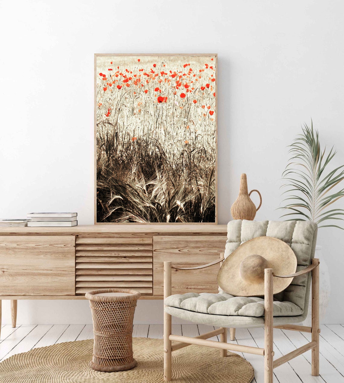 Poppy Print, Poppy Printable, Boho Floral Wall Art, Farmhouse Botanical ...