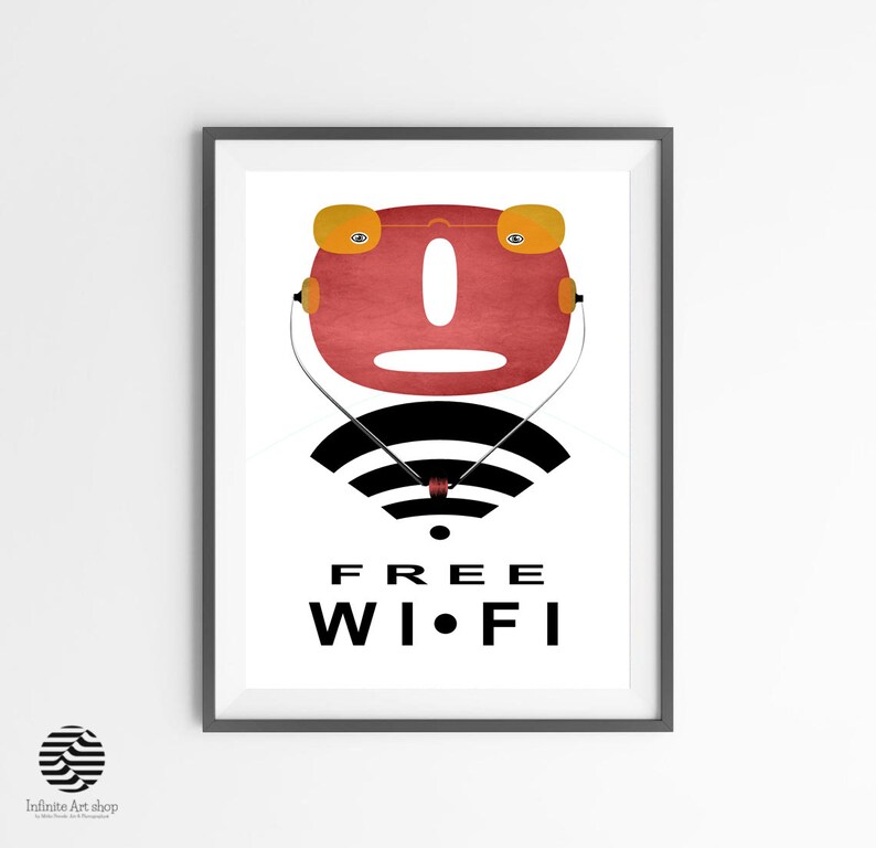 Free Wifi Signwifi Art Printprintable Wifi Signwifi Wall - Etsy