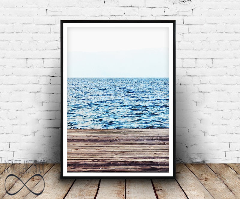 Set of 2 Minimalist Blue Printlake Dockblue Water Printpier - Etsy