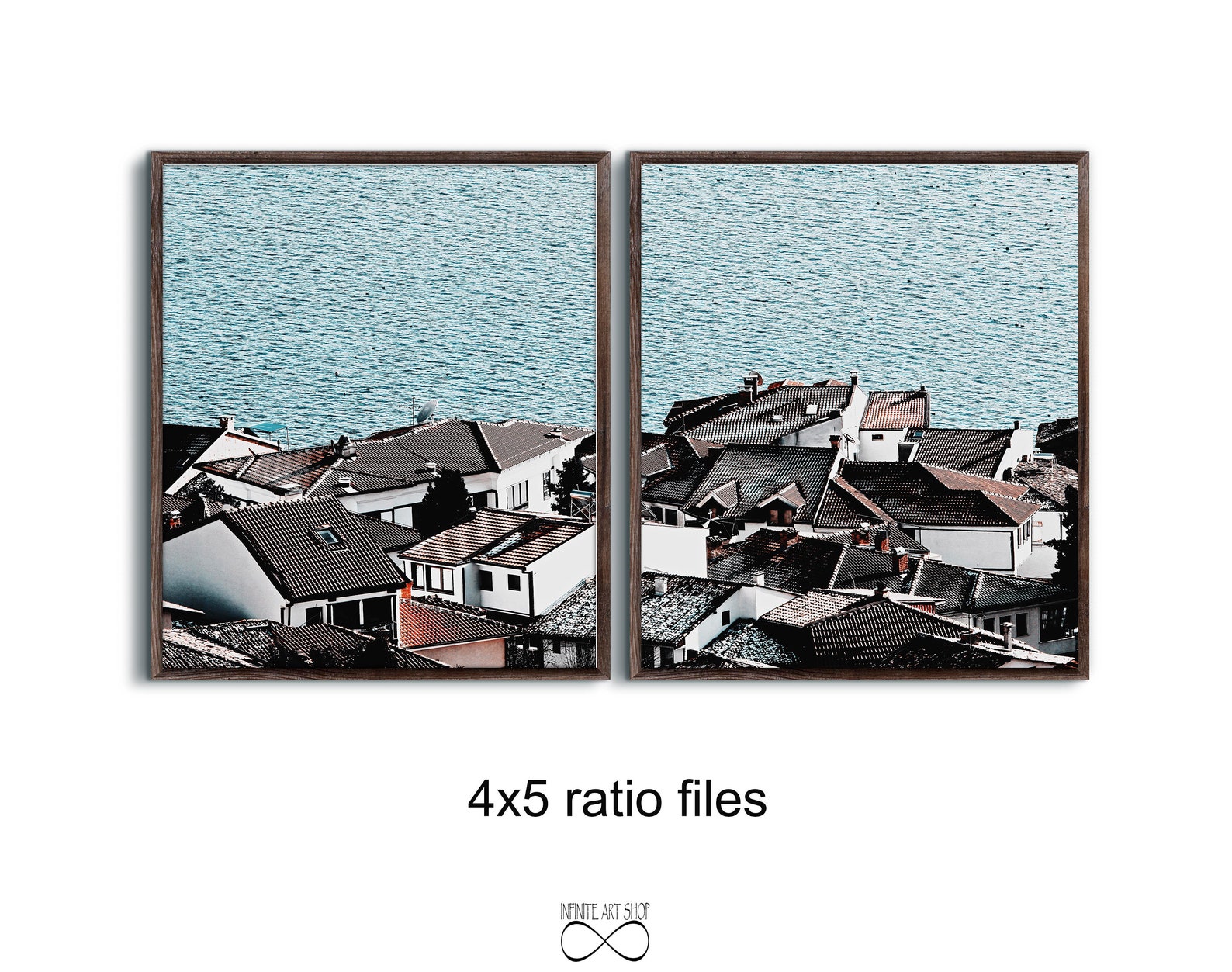 Set of 2 Roof Print,vintage House Print,lake Print,roof Tiles Print ...