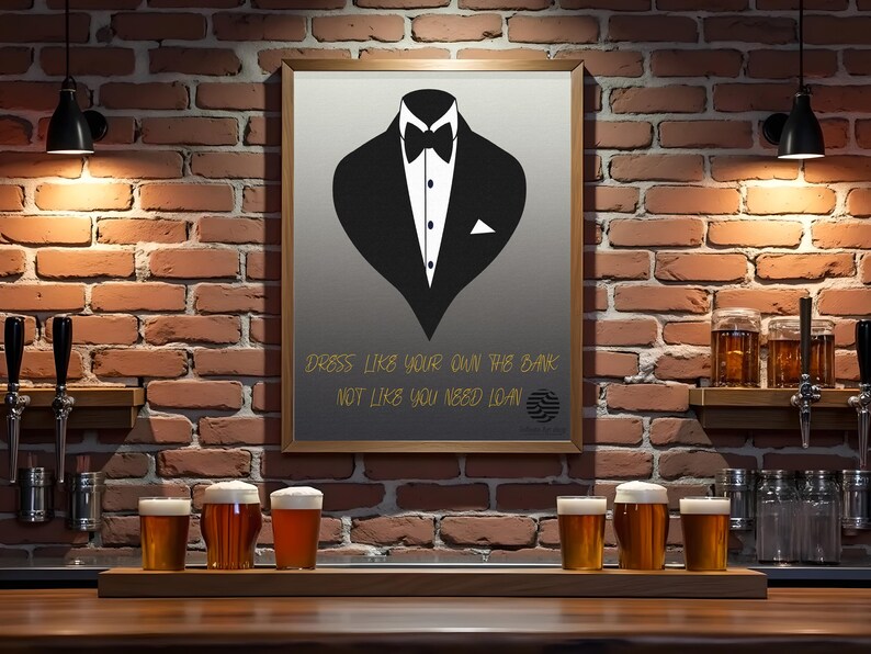 Gold Motivational Quote Wall Art, Dress Like You Own the Bank Poster ...
